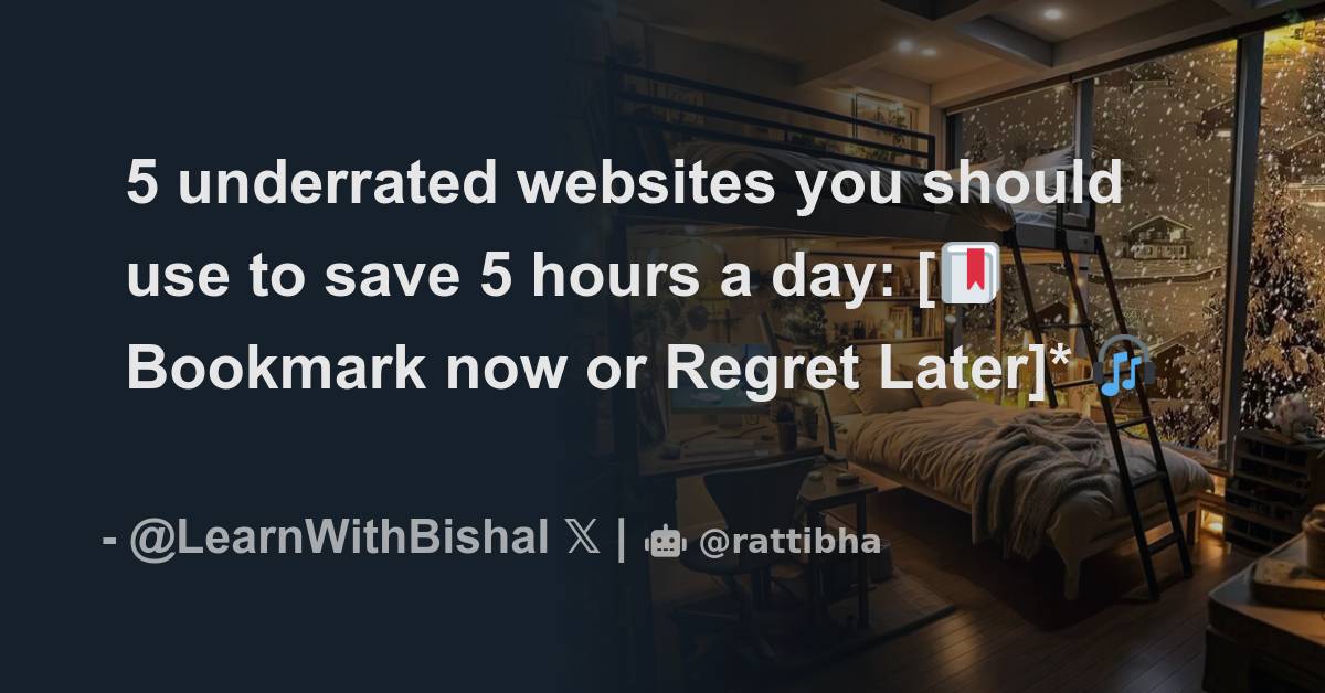 5 underrated websites you should use to save 5 hours a day: [🔖Bookmark ...