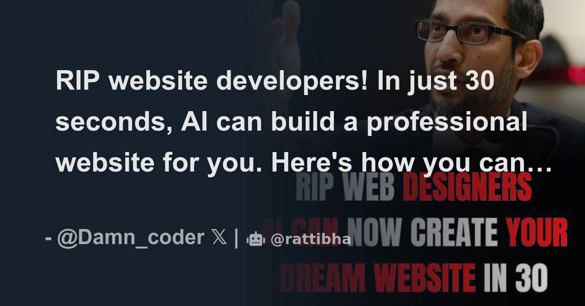 RIP website developers! In just 30 seconds, AI can build a professional website for you. Here's ...