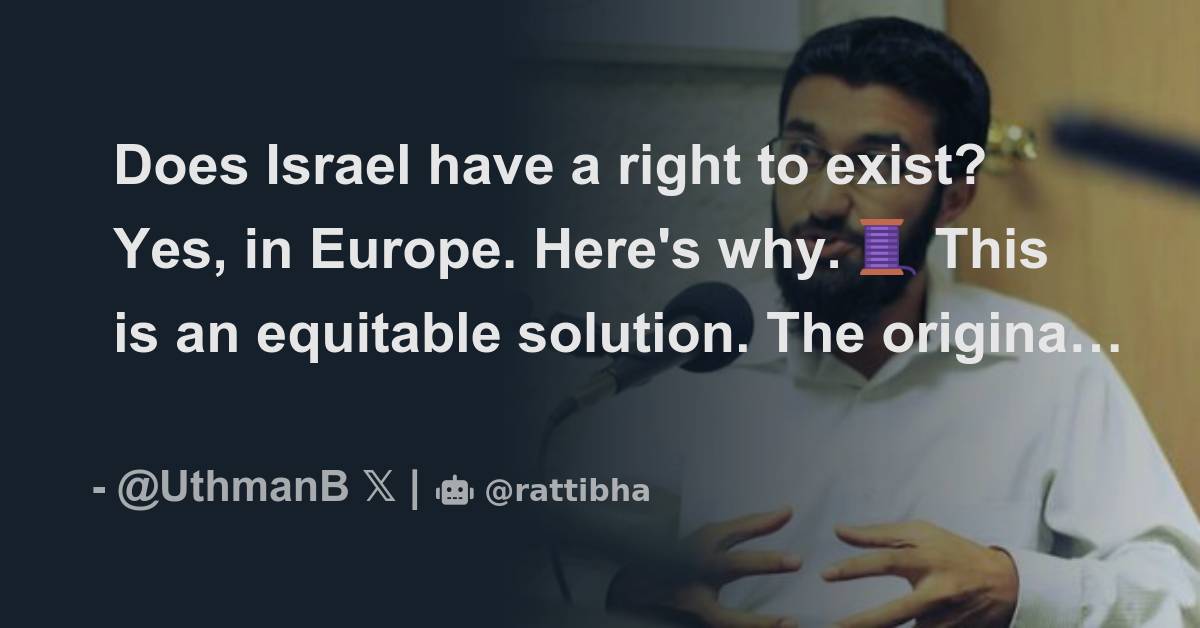 Does Israel have a right to exist? Yes, in Europe. Here's why. 🧵 ...