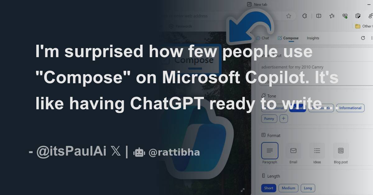 I'm surprised how few people use "Compose" on Microsoft Copilot. It's ...