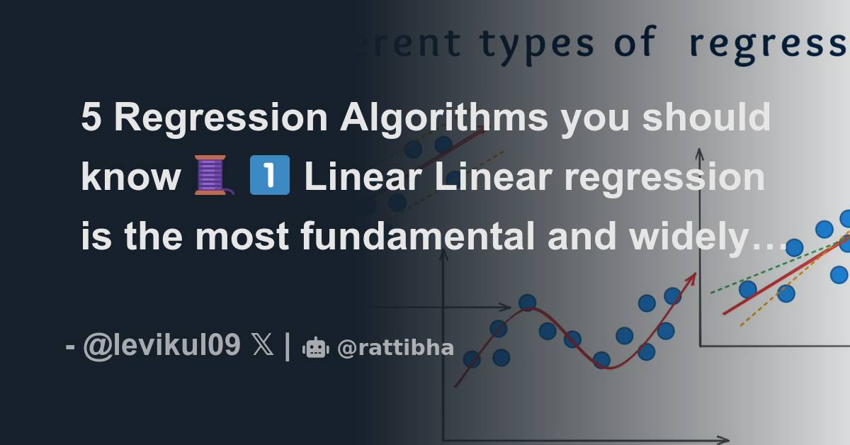 5 Regression Algorithms you should know 🧵 - Thread from Levi @levikul09 - Rattibha