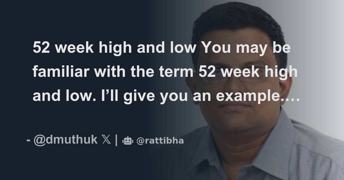 52 week high and low You may be familiar with the term 52 week high and ...