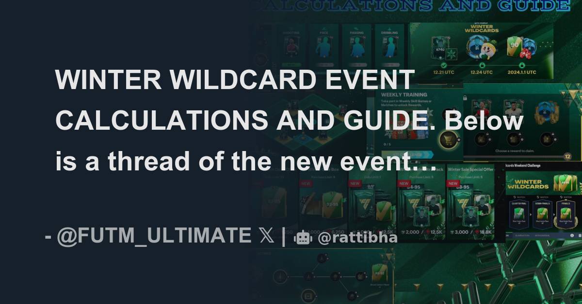 WINTER WILDCARD EVENT CALCULATIONS AND GUIDE. Below is a thread of the new event calculations ...