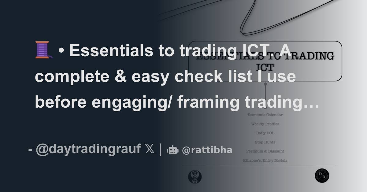 🧵 • Essentials to trading ICT. A complete & easy check list I use ...