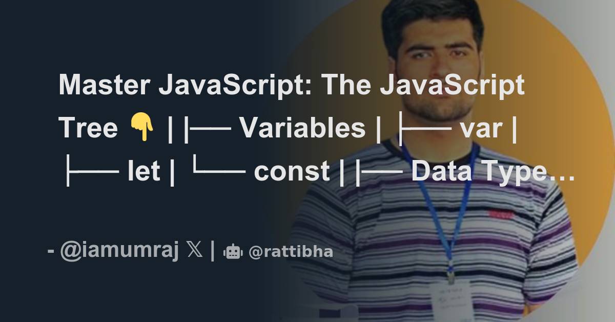 Master Javascript The Javascript Tree 👇 ── Variables ├── Var ├── Let └── Const