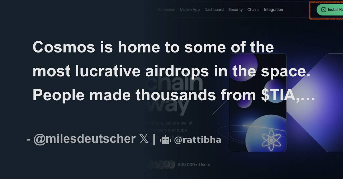 Cosmos is home to some of the most lucrative airdrops in the space. People made thousands from ...
