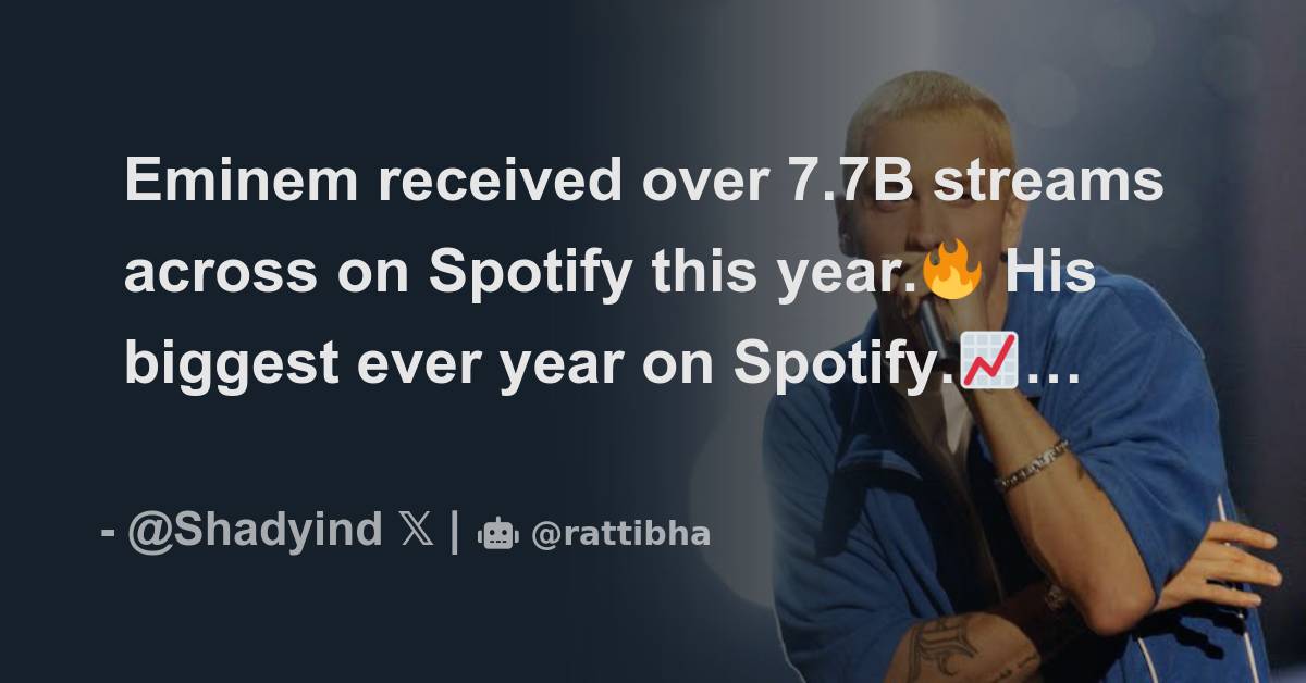 Eminem received over 7.7B streams across on Spotify this year.🔥 His ...