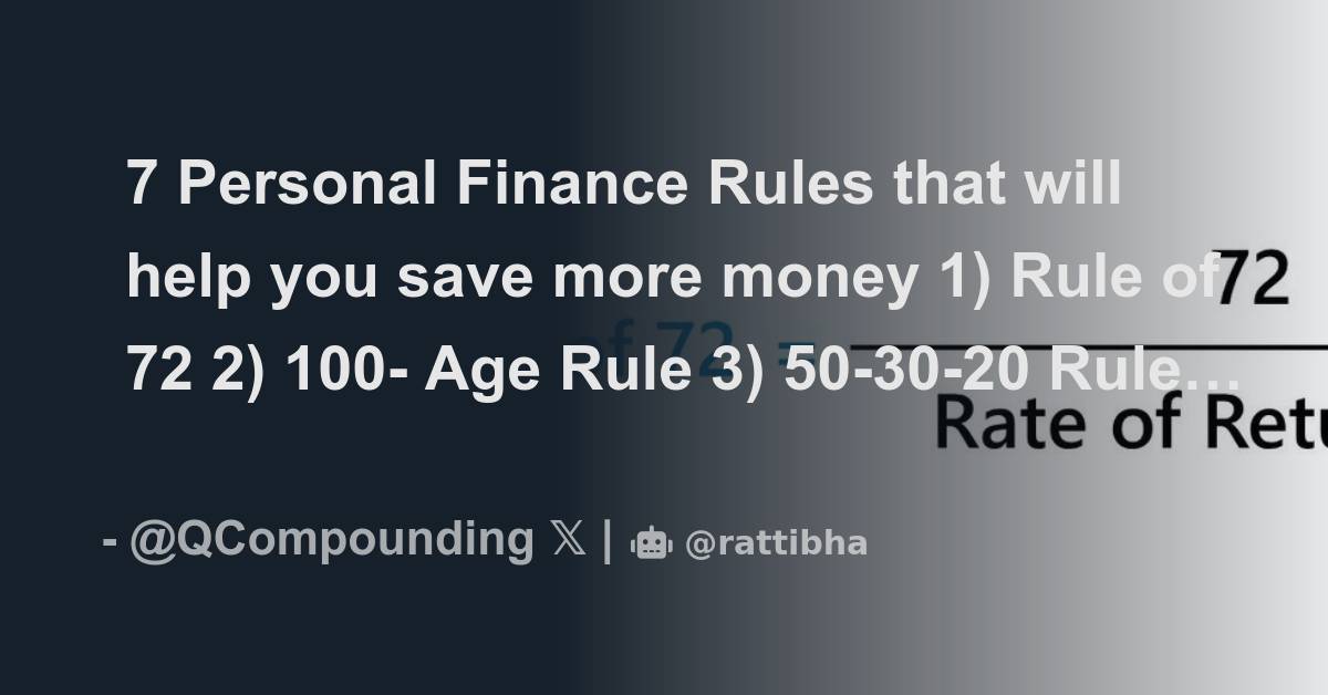 7 Personal Finance Rules that will help you save more money 1) Rule of ...