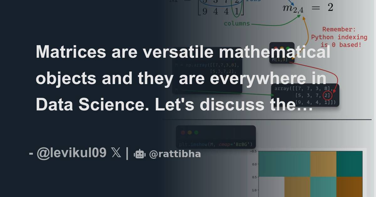 Matrices are versatile mathematical objects and they are everywhere in ...