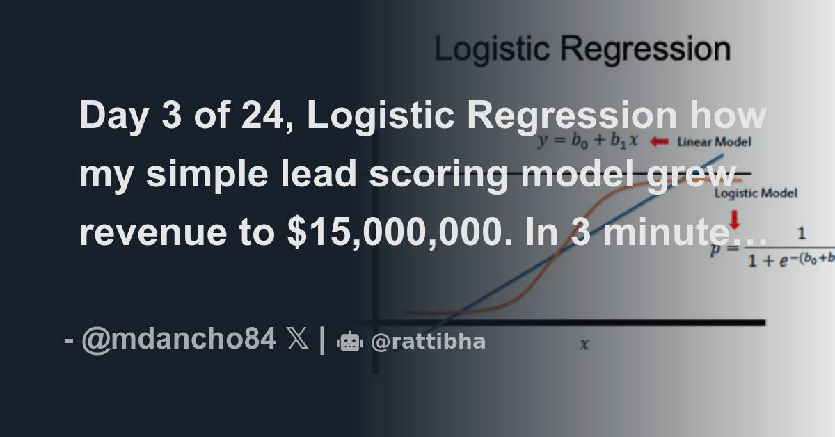Day 3 of 24, Logistic Regression how my simple lead scoring model grew ...