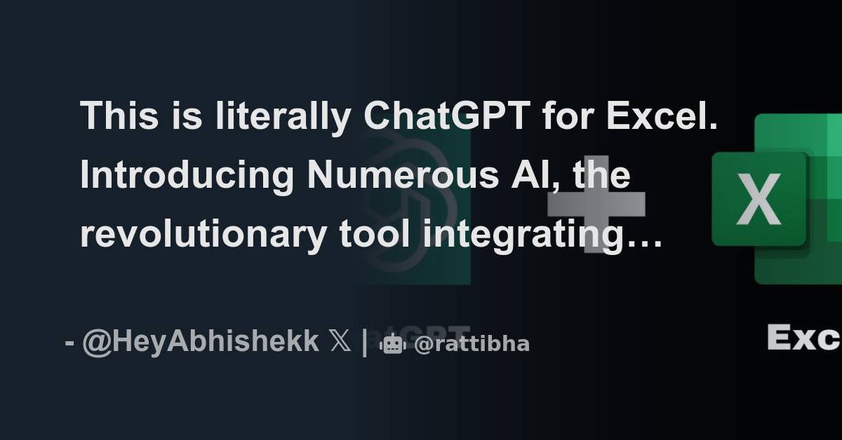 This is literally ChatGPT for Excel. Introducing Numerous AI, the revolutionary tool integrating ...