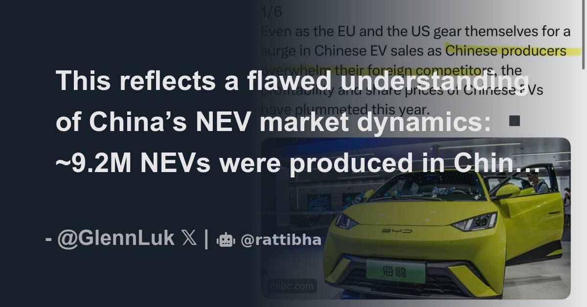 This reflects a flawed understanding of China’s NEV market dynamics: ️ ...
