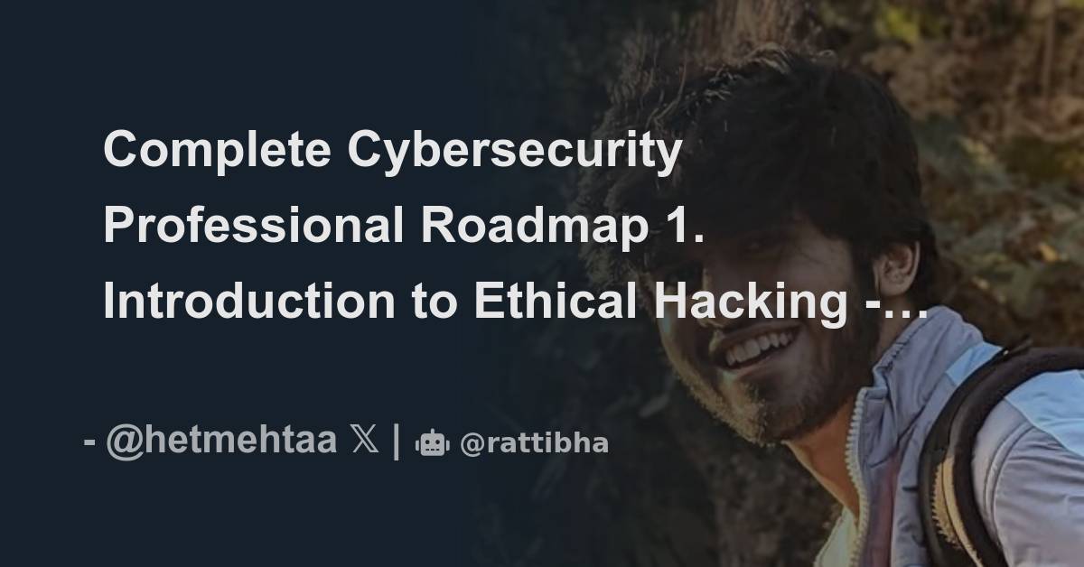 Complete Cybersecurity Professional Roadmap 1. Introduction to Ethical Hacking - Definition ...