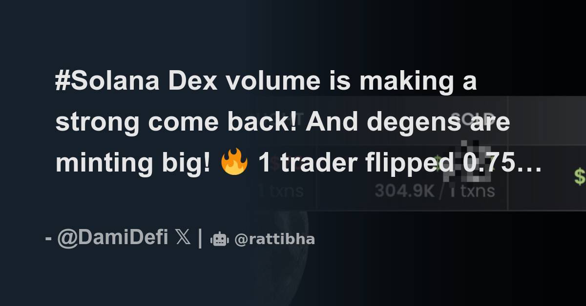 #Solana Dex volume is making a strong come back! And degens are minting ...