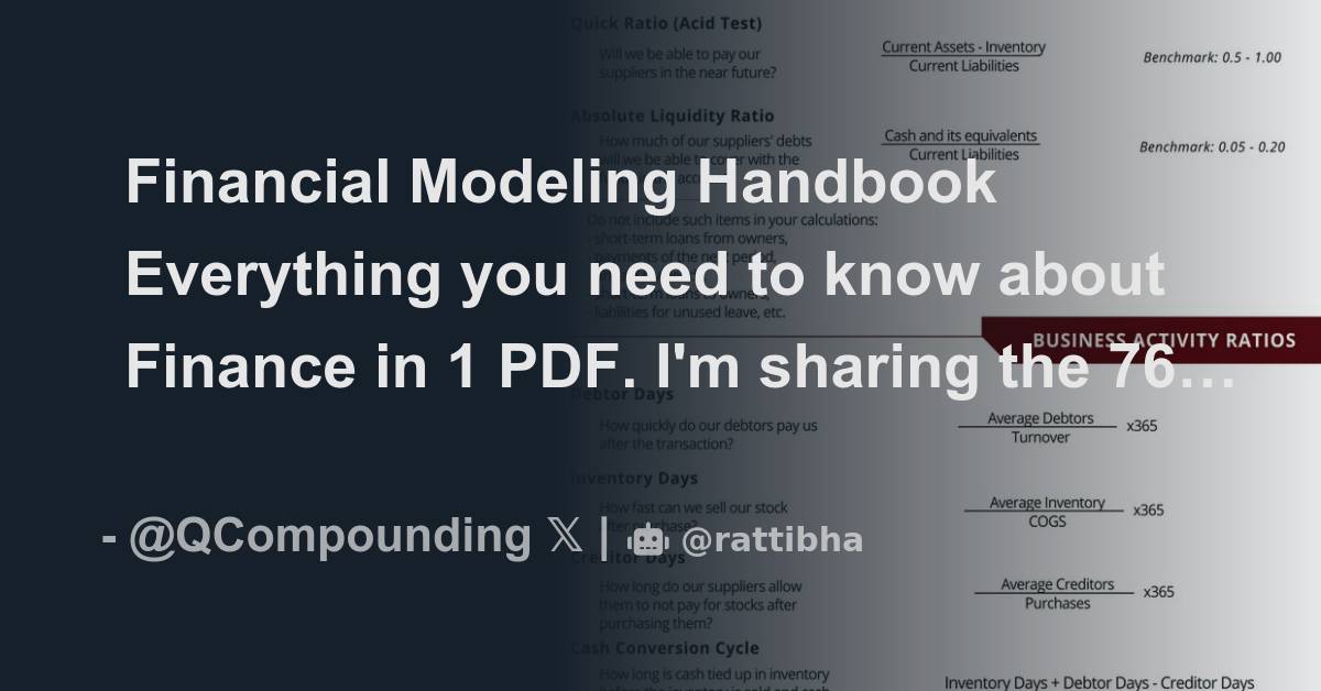 Financial Modeling Handbook Everything you need to know about Finance ...