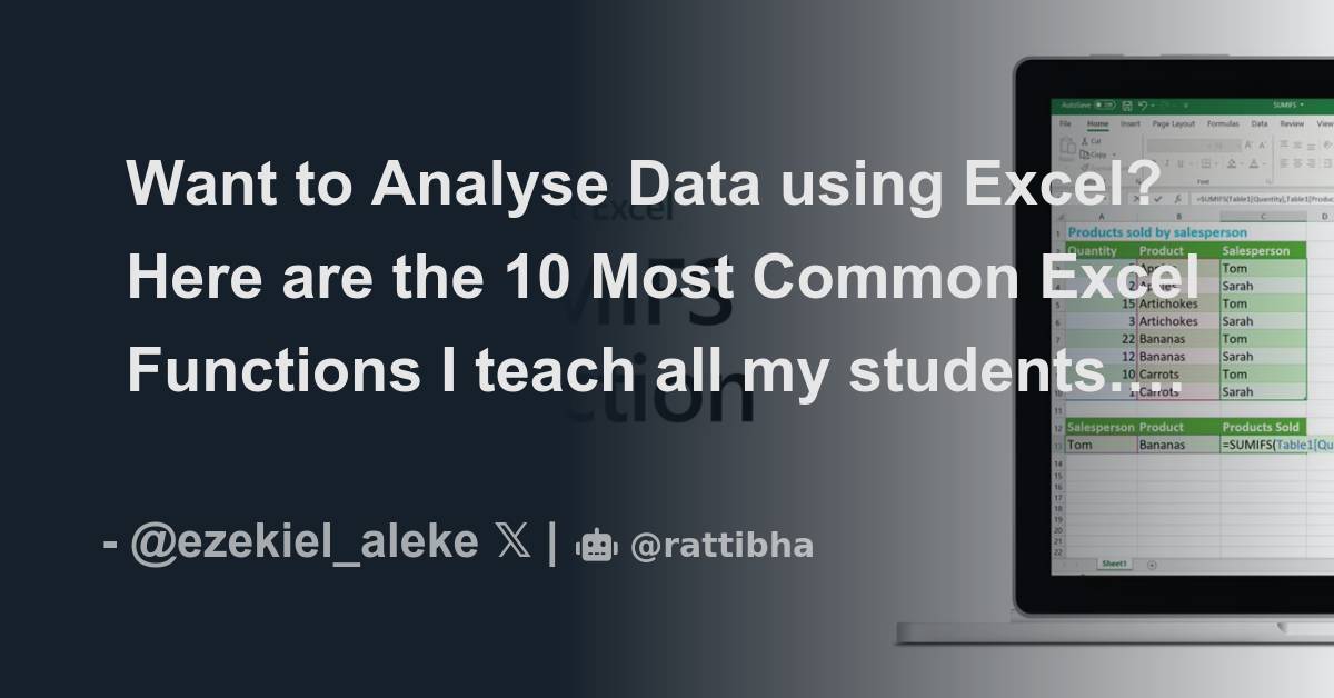 Want to Analyse Data using Excel? Here are the 10 Most Common Excel Functions I teach all my ...