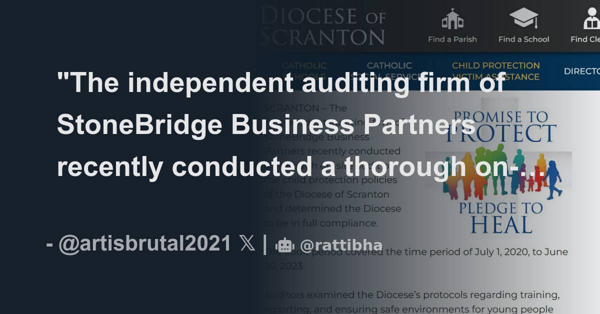 "The independent auditing firm of StoneBridge Business Partners ...