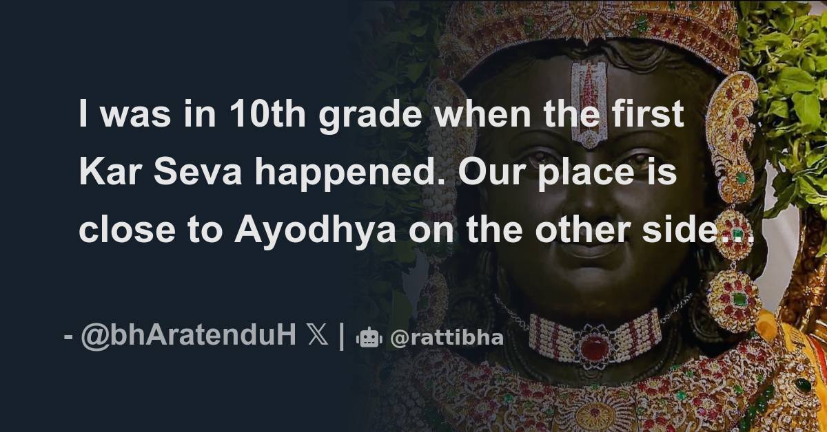 I was in 10th grade when the first Kar Seva happened. Our place is close to Ayodhya on the other ...