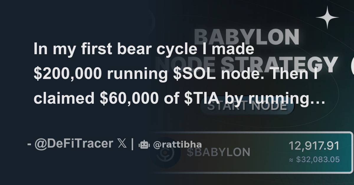 In my first bear cycle I made $200,000 running $SOL node. Then I claimed $60,000 of $TIA by ...