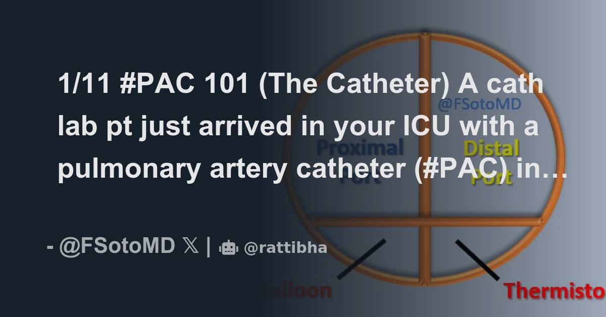 1/11 #PAC 101 (The Catheter) A cath lab pt just arrived in your ICU ...