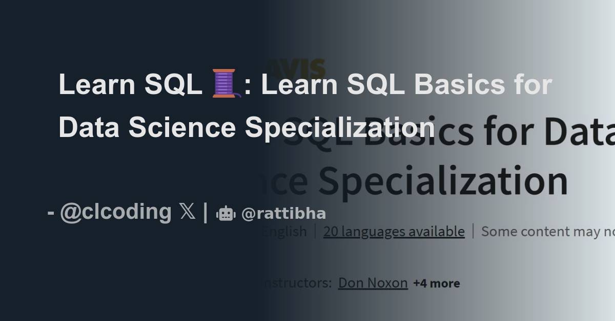 Learn Sql 🧵 Thread From Python Coding Clcoding Rattibha 6297