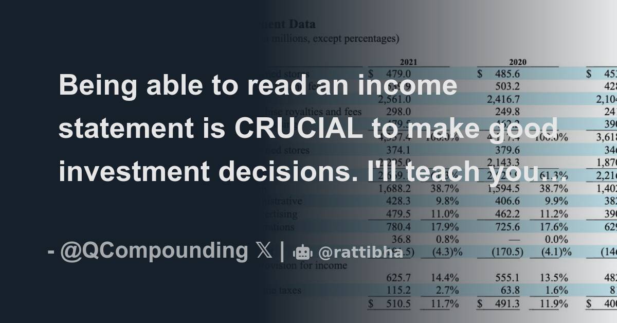 Being able to read an income statement is CRUCIAL to make good investment decisions. I'll teach ...