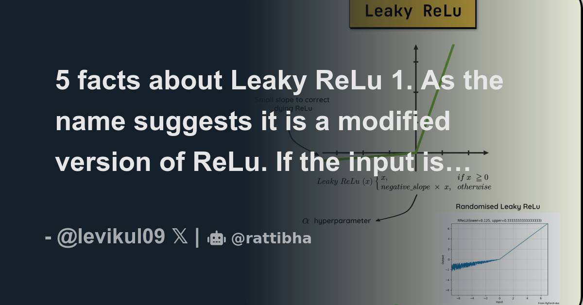 5 facts about Leaky ReLu 1. As the name suggests it is a modified ...