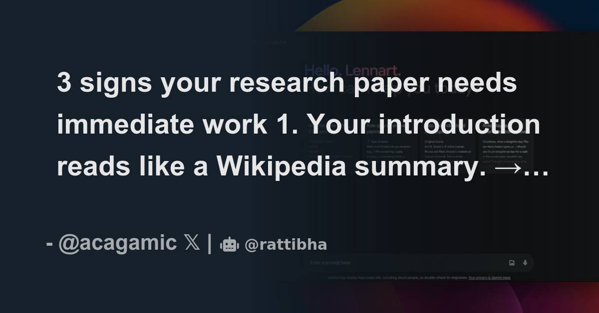 3 signs your research paper needs immediate work 1. Your introduction ...