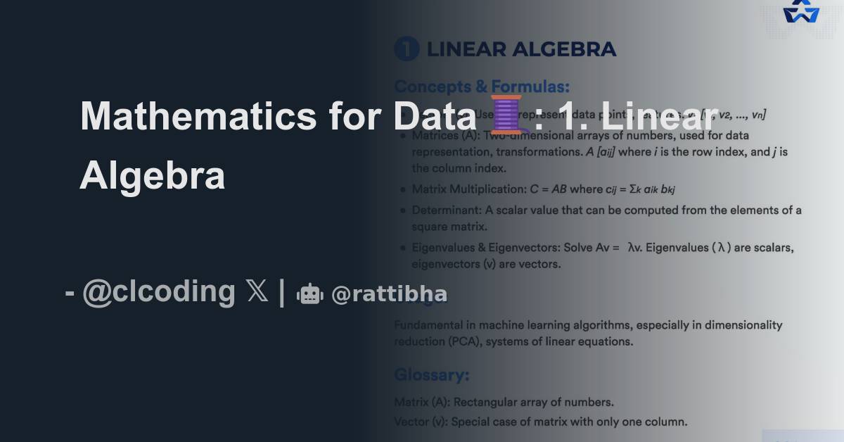 Mathematics For Data 🧵 Thread From Python Coding Clcoding Rattibha