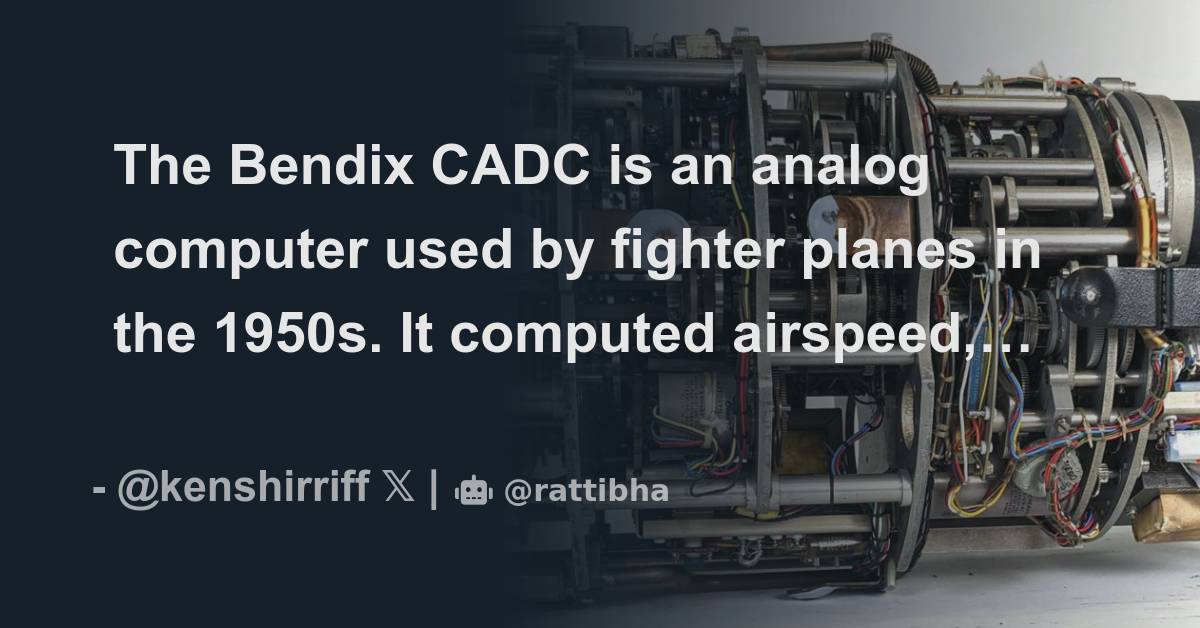 The Bendix CADC is an analog computer used by fighter planes in the 1950s. It computed airspeed ...
