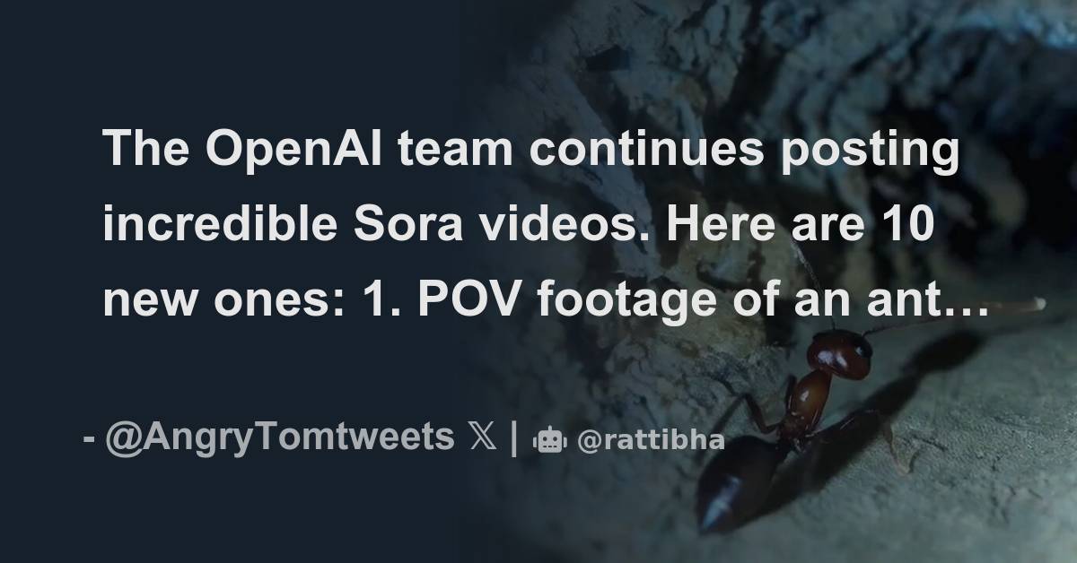 The OpenAI team continues posting incredible Sora videos. Here are 10 new ones: 1. POV footage ...