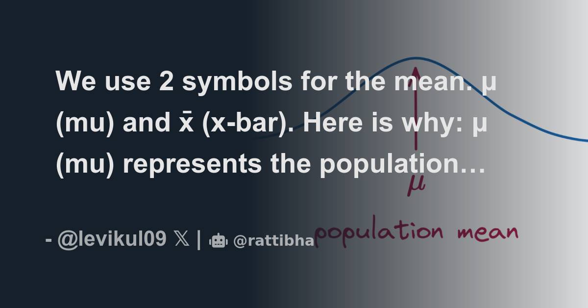 We use 2 symbols for the mean. μ (mu) and x̄ (x-bar). Here is why ...