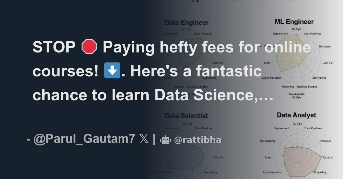 STOP 🛑 Paying hefty fees for online courses! ⬇️. Here's a fantastic chance to learn Data Science ...