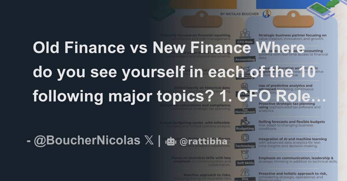 Old Finance vs New Finance Where do you see yourself in each of the 10 ...