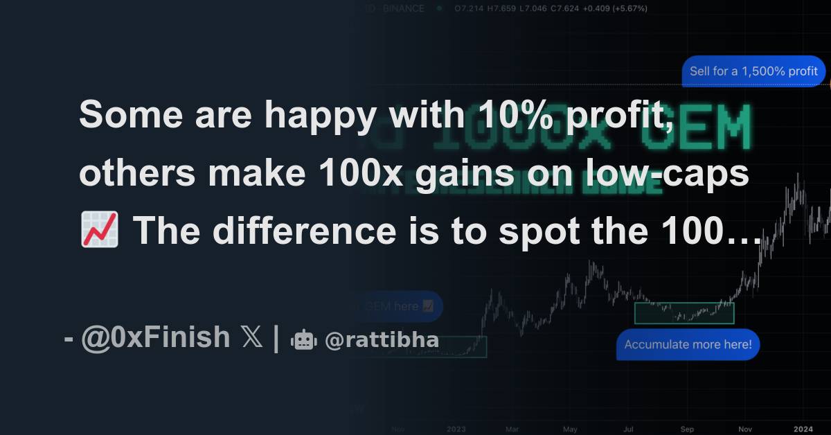 Some are happy with 10% profit, others make 100x gains on low-caps 📈 The difference is to spot ...