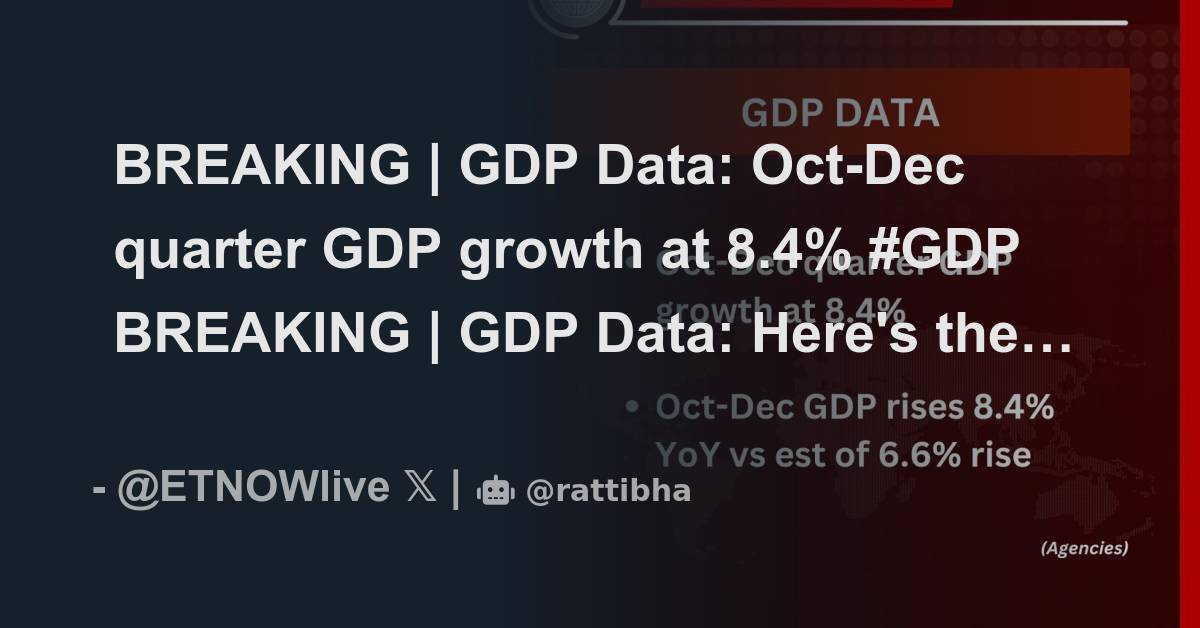 BREAKING | GDP Data: Oct-Dec quarter GDP growth at 8.4% #GDP - Thread from ET NOW @ETNOWlive ...