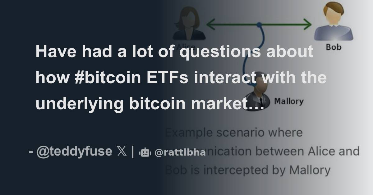 Have had a lot of questions about how #bitcoin ETFs interact with the ...