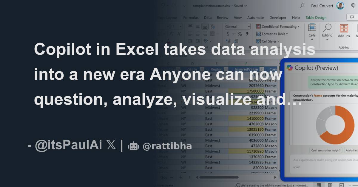Copilot in Excel takes data analysis into a new era Anyone can now question, analyze, visualize ...