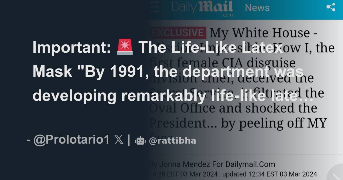 Important: 🚨 The Life-Like Latex Mask "By 1991, the department was ...