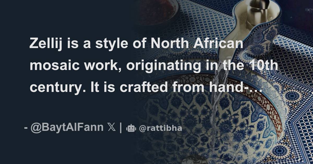 Zellij is a style of North African mosaic work, originating in the 10th ...