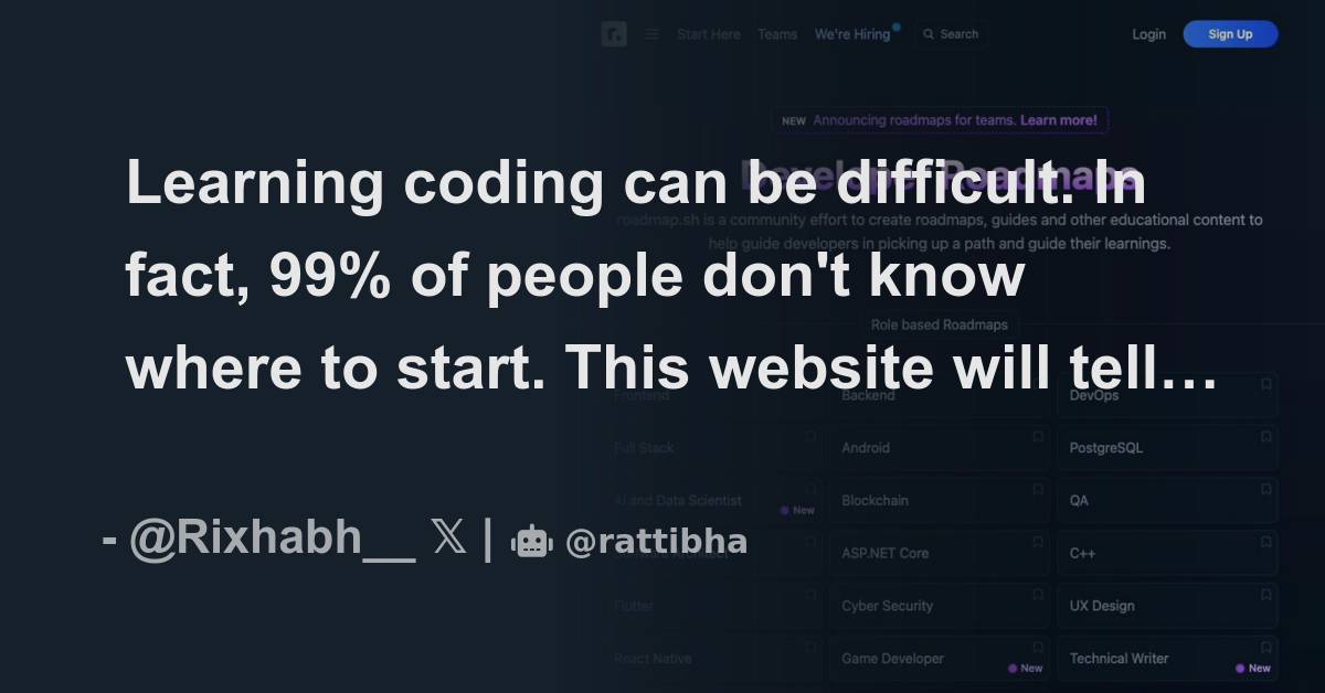 Learning coding can be difficult. In fact, 99% of people don't know where to start. This website ...