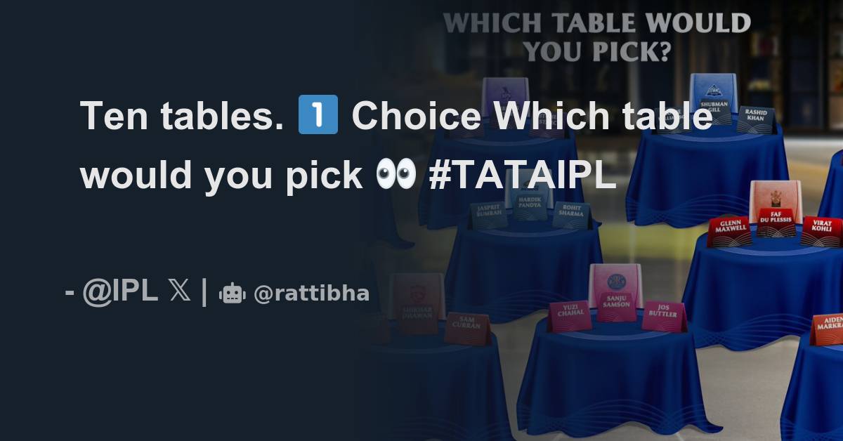 Ten tables. 1⃣ Choice Which table would you pick 👀 #TATAIPL - Download ...