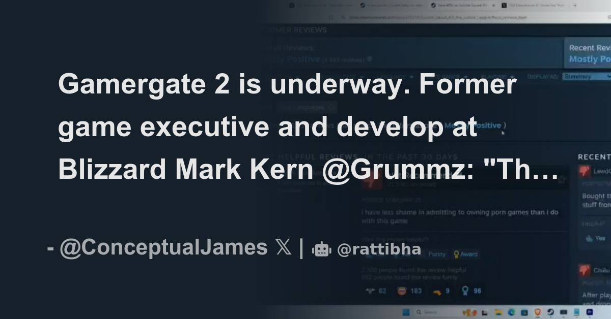 Gamergate 2 is underway. Former game executive and develop at Blizzard Mark Kern @Grummz: "The ...