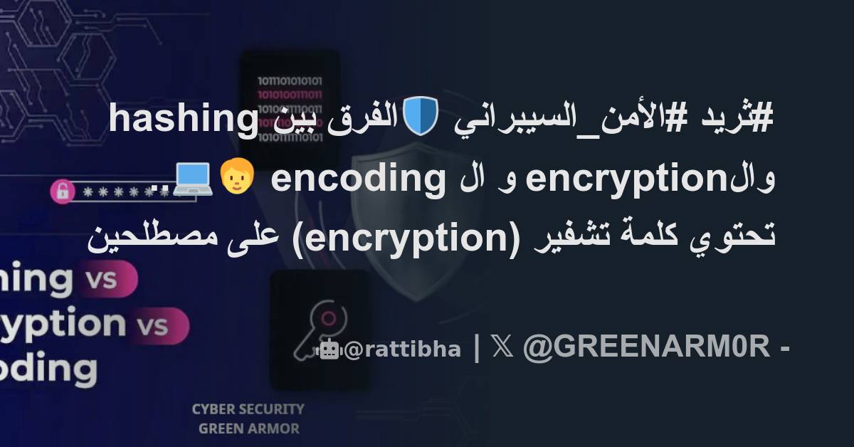 #ثريد #الأمن_السيبراني 🛡️الفرق بين hashing والencryption و ال encoding 🧑‍💻.. تحتوي كلمة تشفير ...