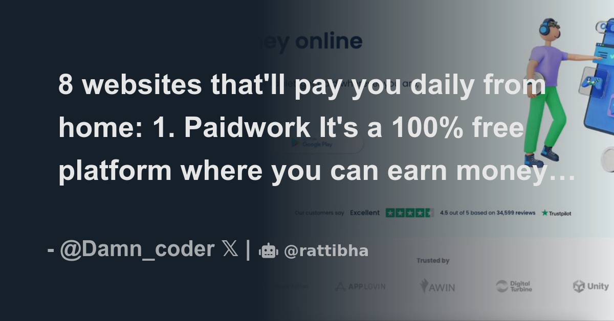 8 Websites Thatll Pay You Daily From Home Thread From D Coder Damncoder Rattibha