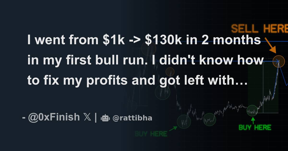 I went from $1k -> $130k in 2 months in my first bull run. I didn't know how to fix my profits ...