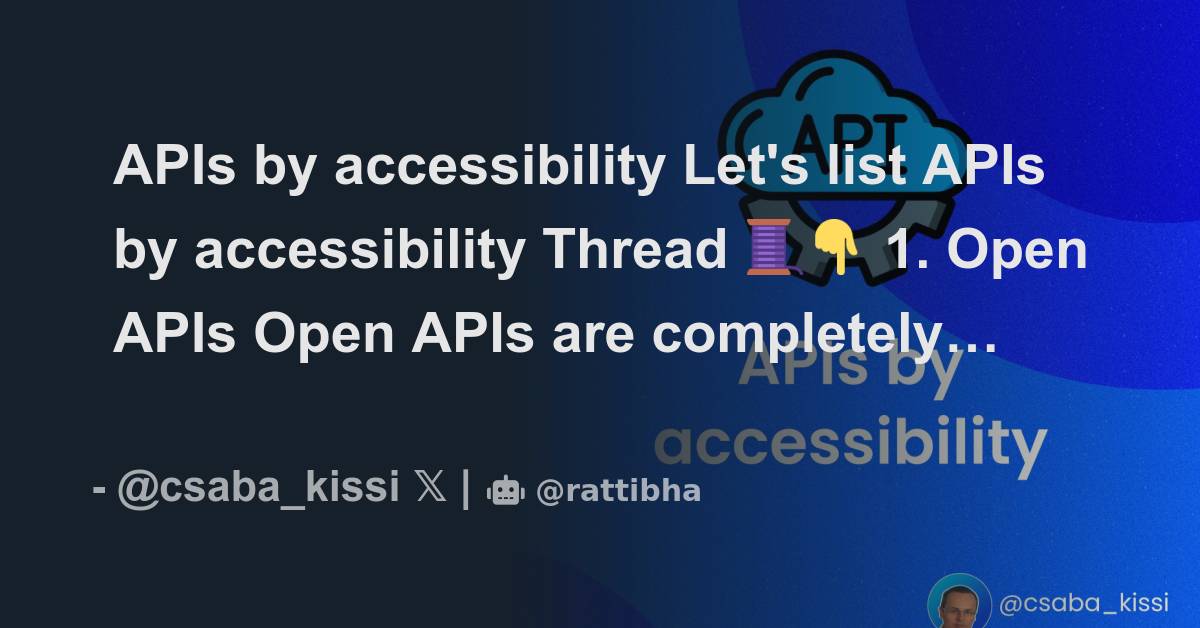 APIs by accessibility Let's list APIs by accessibility Thread 🧵👇 - Thread from Csaba Kissi ...