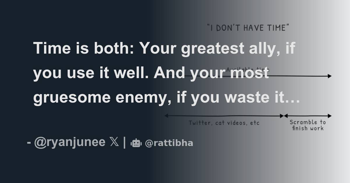 Time is both: Your greatest ally, if you use it well. And your most ...