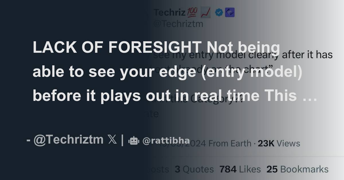 LACK OF FORESIGHT Not being able to see your edge (entry model) before ...