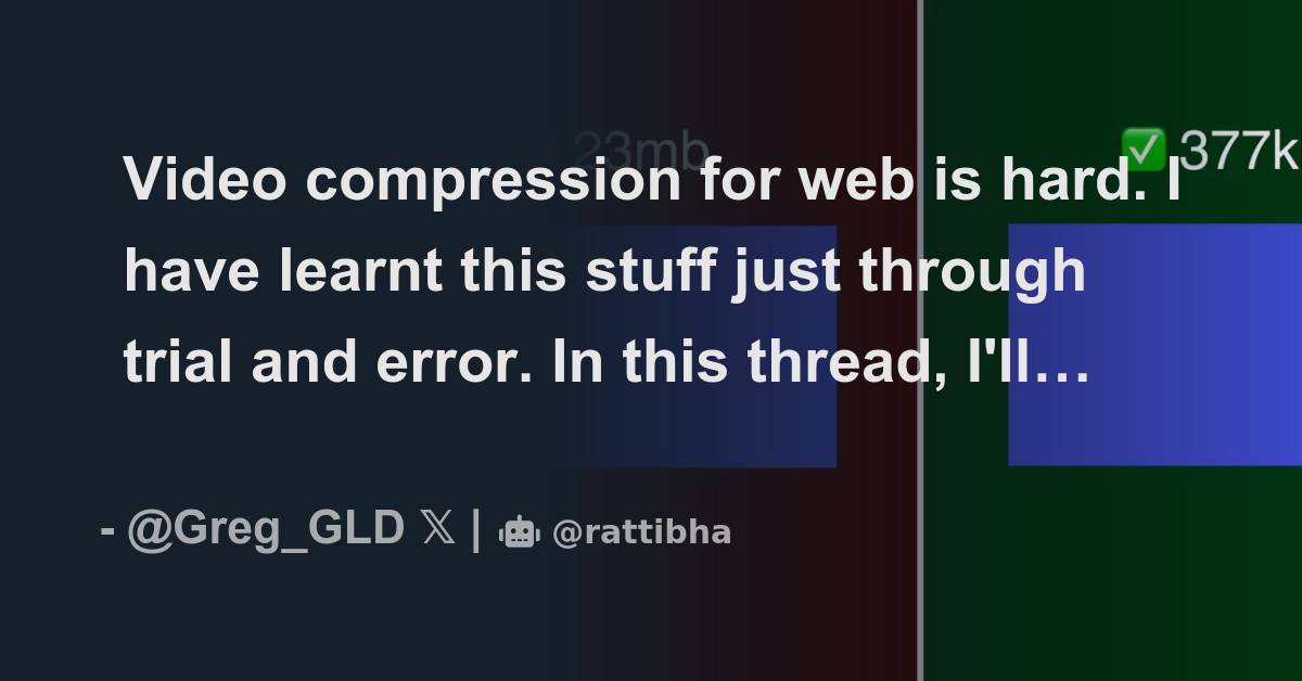 Video compression for web is hard. I have learnt this stuff just ...